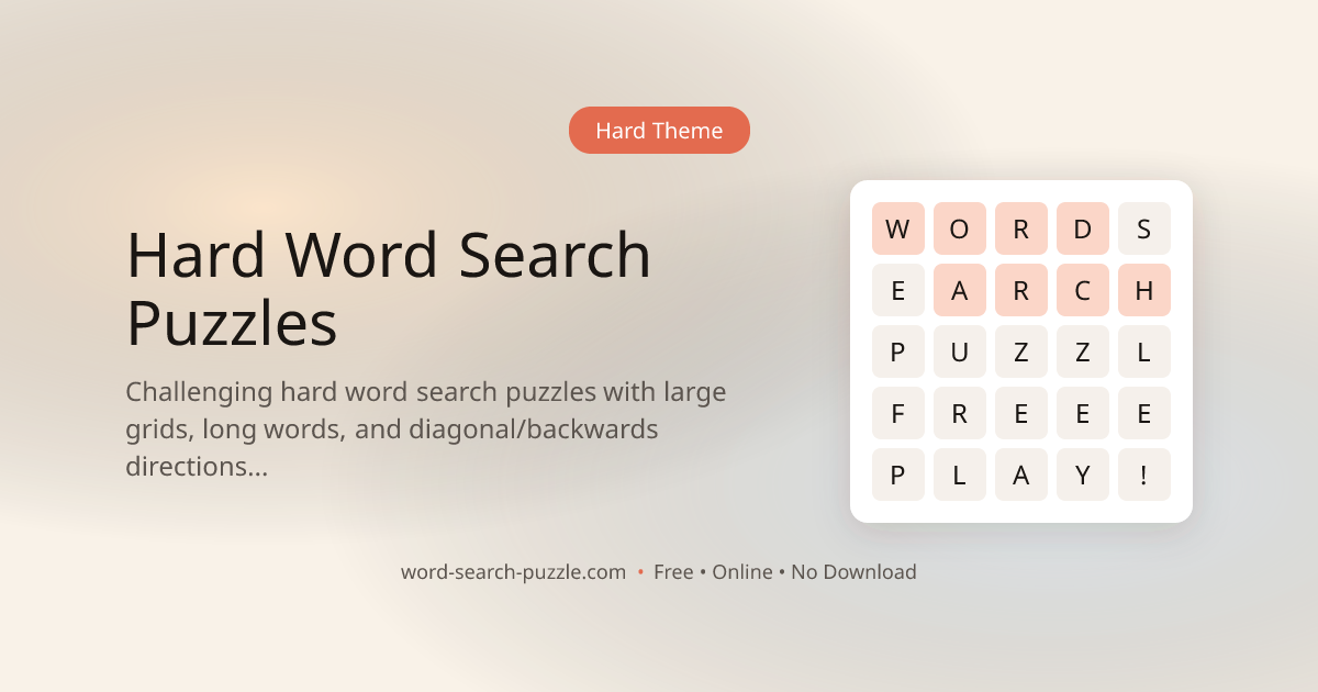Hard Word Search Puzzles – Free & Printable Online | Word Search Puzzle